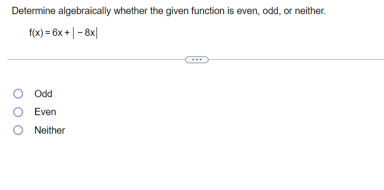 Solved Determine Algebraically Whether The Given Function Is