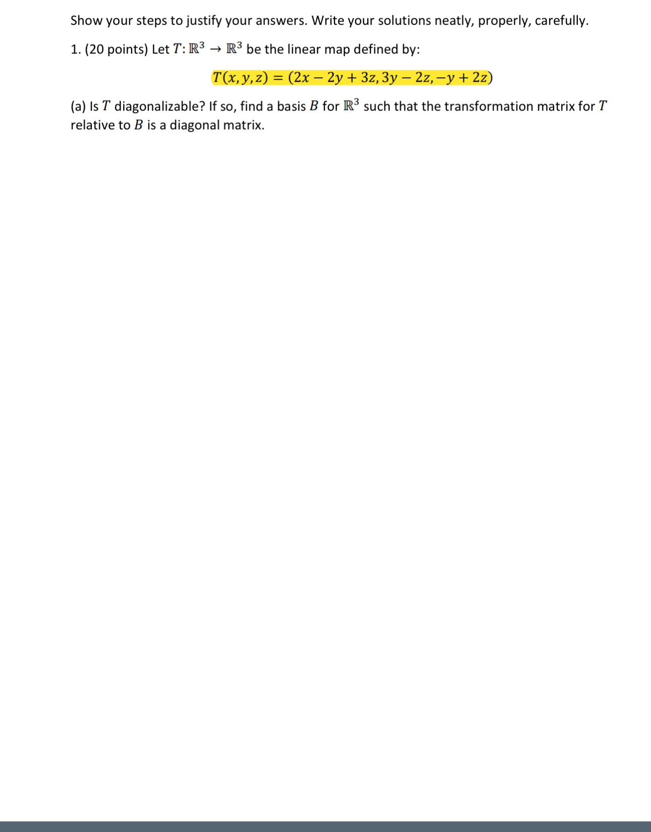 Solved Let T from R3 to R3, B a linear map defined by | Chegg.com