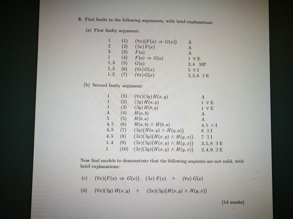 2. Find faults in the following arguments, with brief | Chegg.com