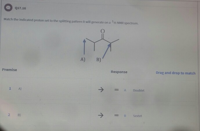 Solved Match the indicated proton set to the splitting | Chegg.com