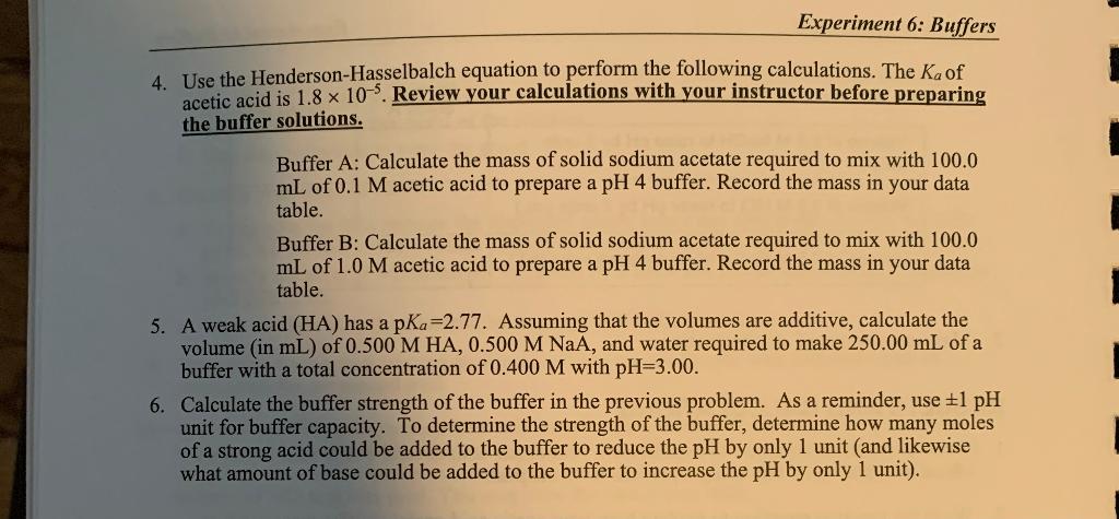 Solved Experiment 6: Buffers 4. Use the | Chegg.com