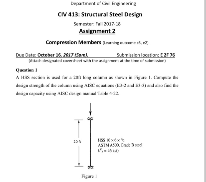 Solved Department of Civil Engineering CIV 413: Structural | Chegg.com Solved Department of Civil Engineering CIV 413: Structural | Chegg.com