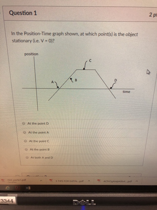 Solved I’m the position Time graph shown,at which points is | Chegg.com