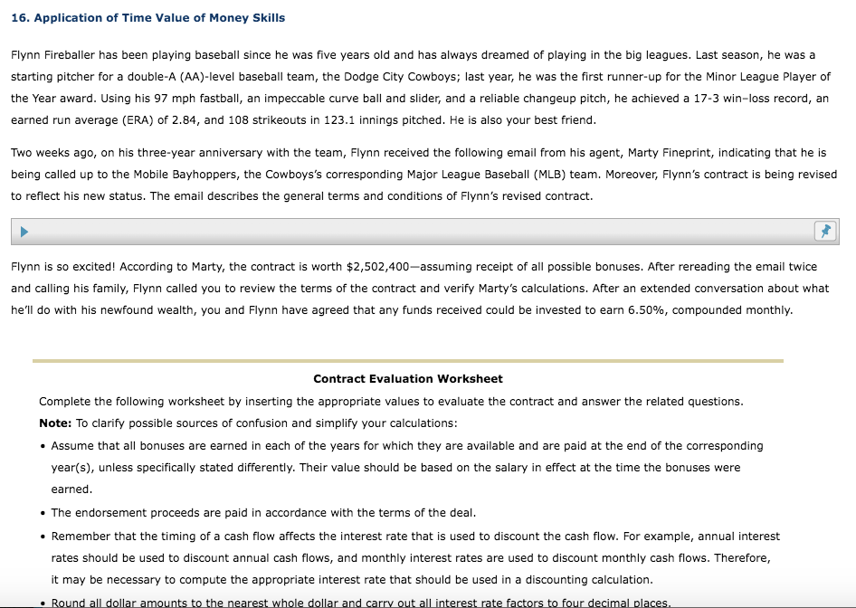 Solved 16 Application Of Time Value Of Money Skills Flynn