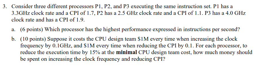 Solved Consider three different processors P1,P2, and P3 | Chegg.com