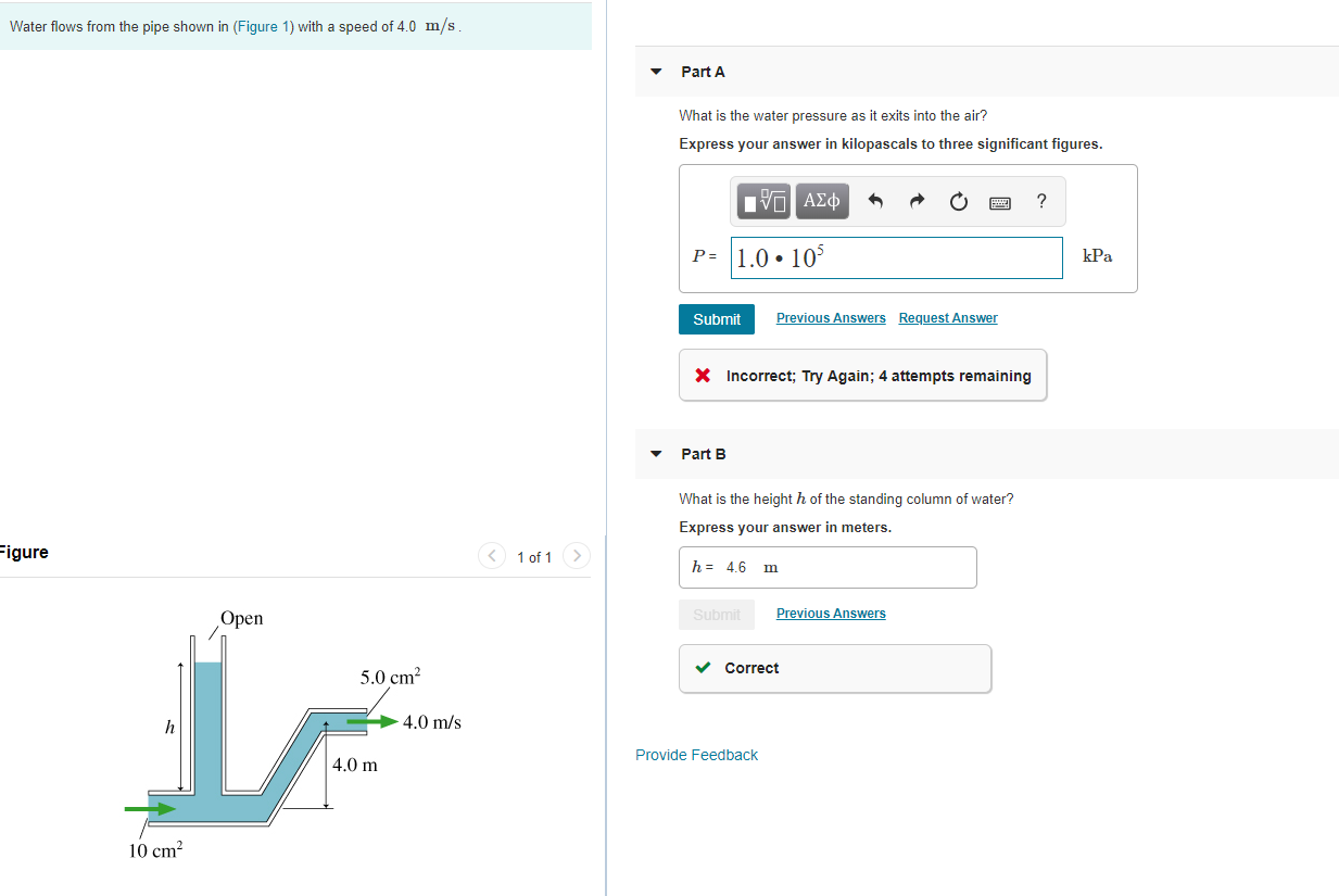 Solved Water flows from the pipe shown in (Figure 1) with a | Chegg.com
