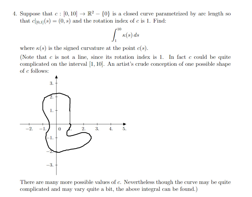 Solved 4. Suppose that c:[0,10]→R2−{0} is a closed curve | Chegg.com