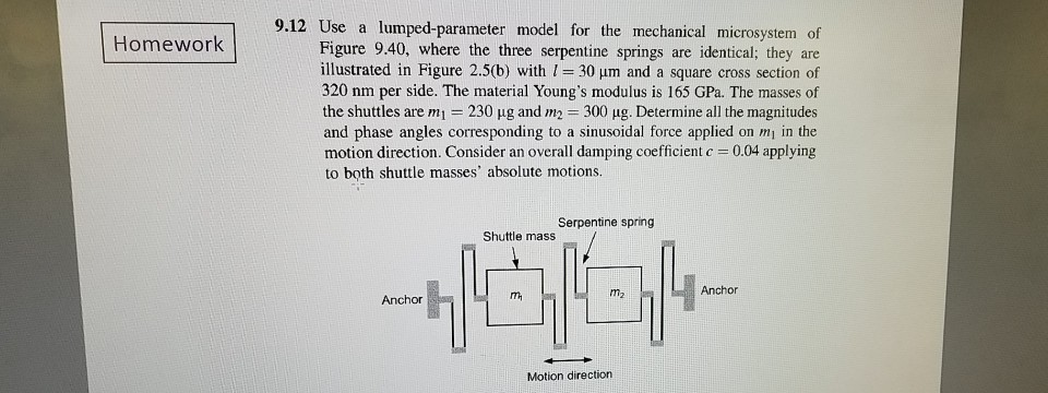 Solved 9.12 Use a lumped-parameter model for the mechanical | Chegg.com