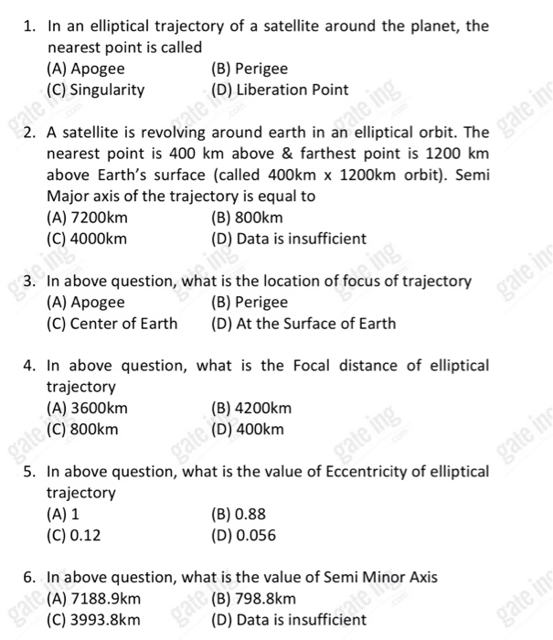 Solved 1. In an elliptical trajectory of a satellite around | Chegg.com
