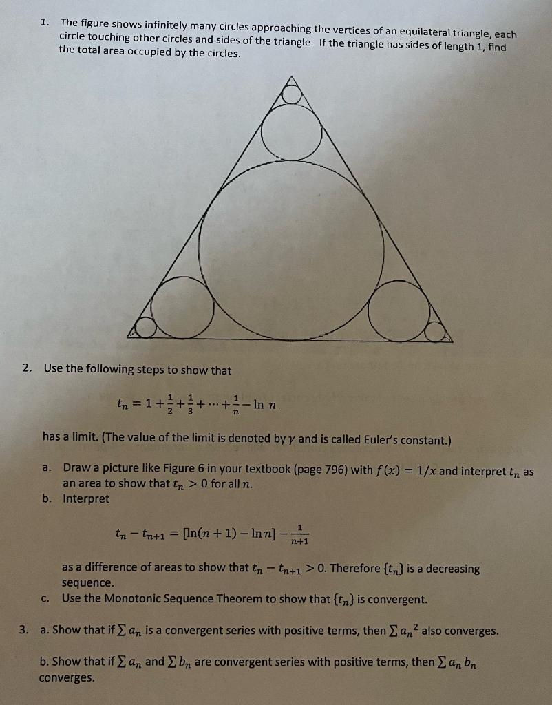 Solved 1 The Figure Shows Infinitely Many Circles