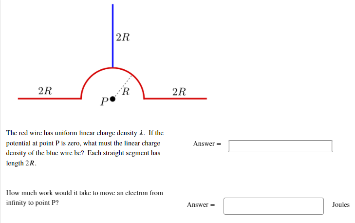 Solved 2R 2R R 2R Answer = The red wire has uniform linear | Chegg.com
