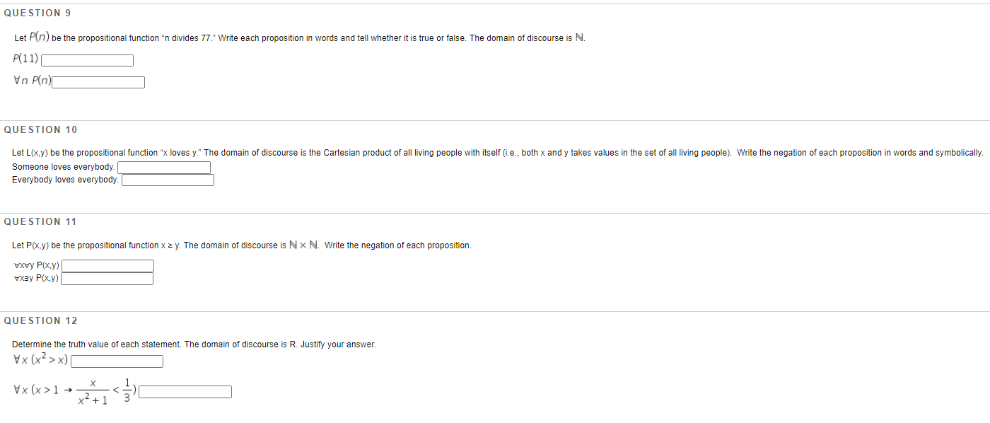 Solved QUESTION 9 Let Pn) be the propositional function "in | Chegg.com
