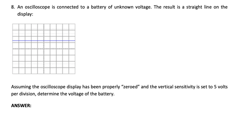 Solved 8. An oscilloscope is connected to a battery of | Chegg.com