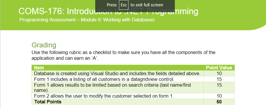 Solved COMS-176: Introduction to .NET Programming | Chegg.com