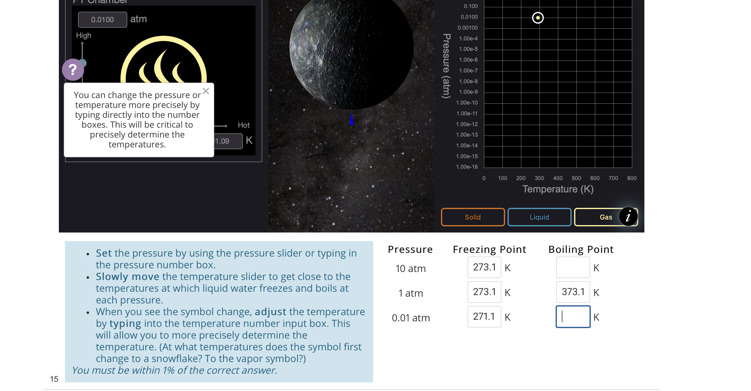 Solved Solve for the Boiling point of both 10 atm and 0.01 | Chegg.com