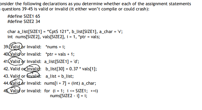 Solved onsider the following declarations as you determine | Chegg.com