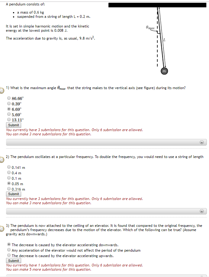 Solved A pendulum consists of: a mass of 0.6 kg suspended | Chegg.com