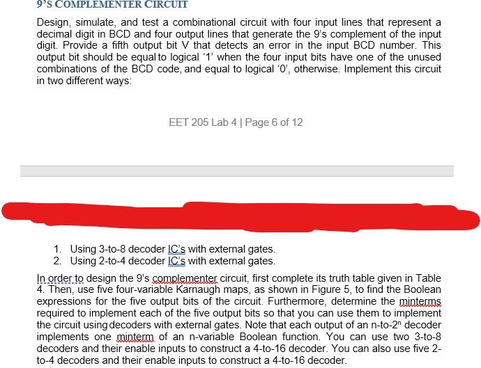 9'S COMPLEMENTER CIRCUIT Design, simulate, and test a | Chegg.com