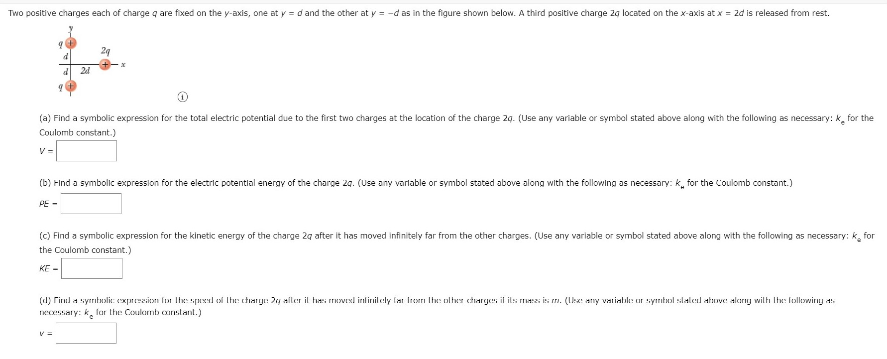Solved Two positive charges each of charge q are fixed on | Chegg.com