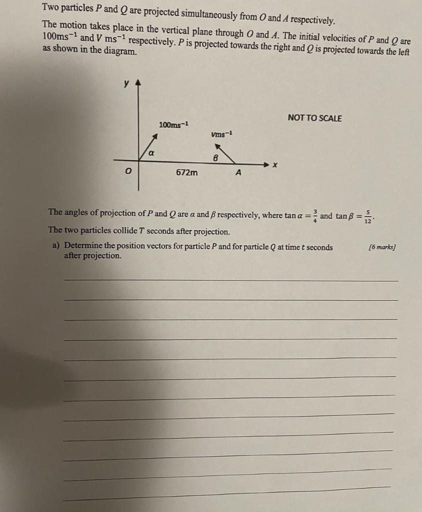 Solved Two particles P and Q are projected simultaneously | Chegg.com