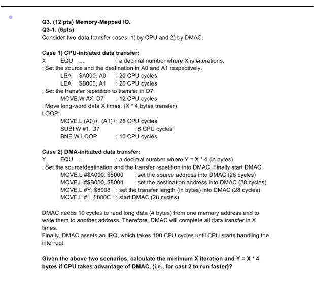 Solved EQU... . Q3.(12 pts) Memory-Mapped IO. Q3-1. (6pts) | Chegg.com