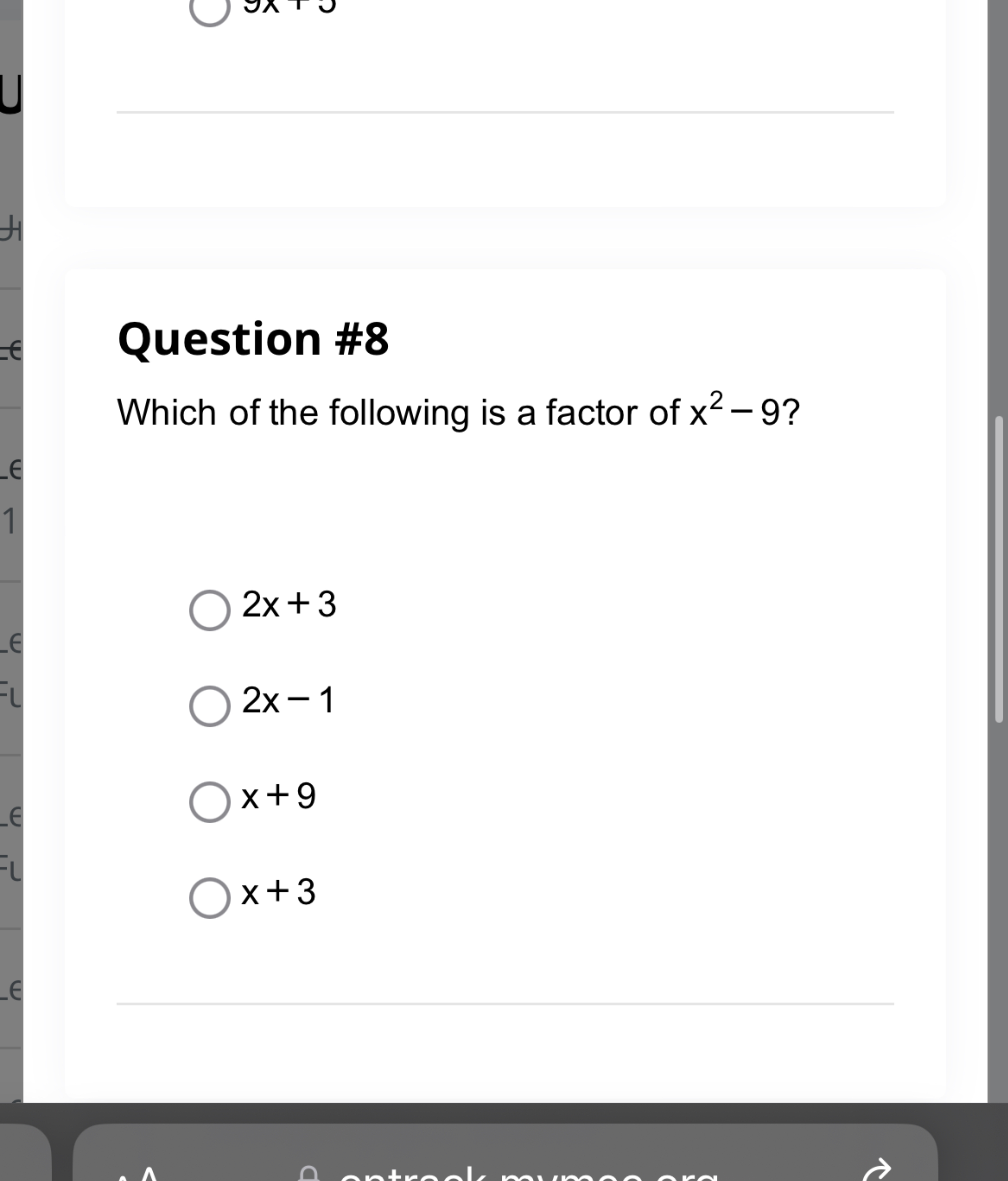 Solved Question #8Which of the following is a factor of | Chegg.com