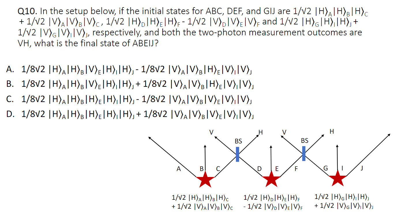 Solved Q10. In the setup below, if the initial states for | Chegg.com