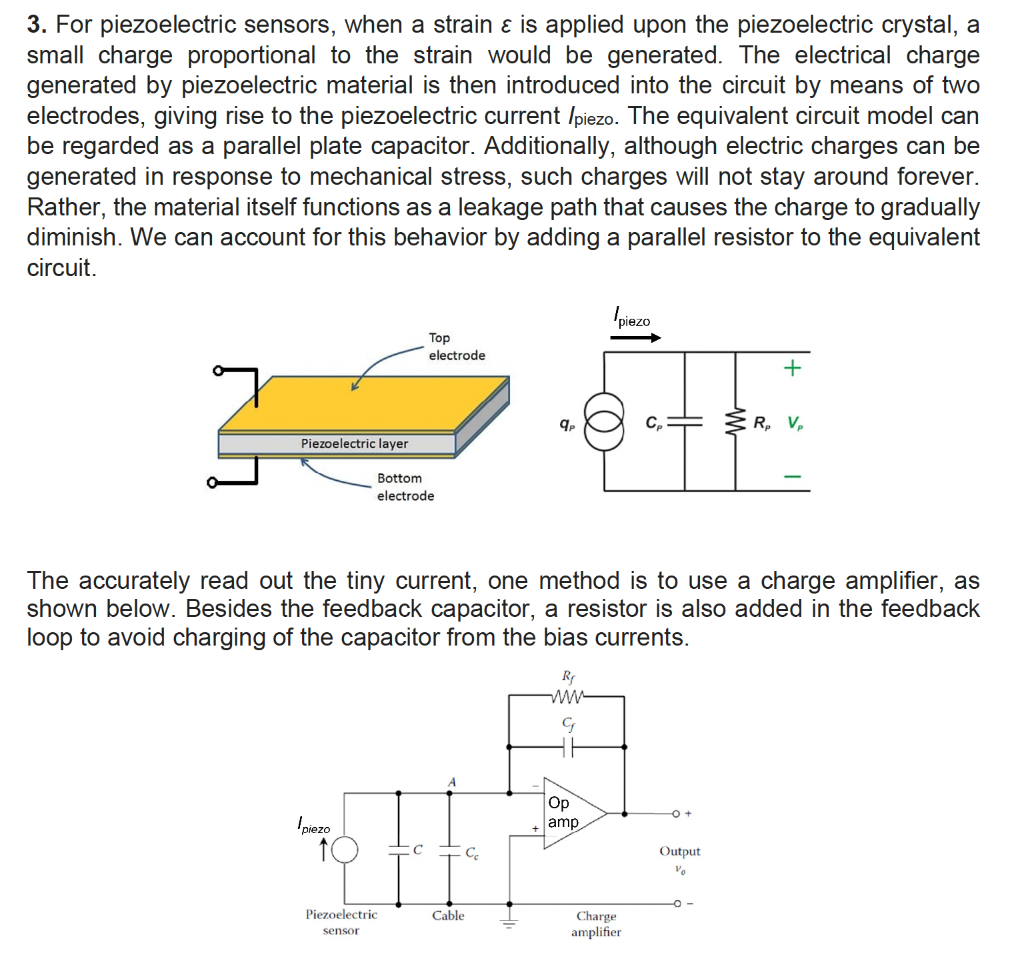 Solved 3. For piezoelectric sensors, when a strain ε is | Chegg.com