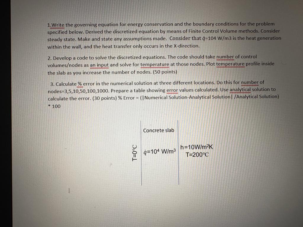 Solved 1.Write the governing equation for energy | Chegg.com