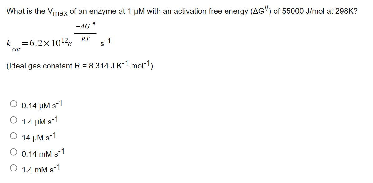 Solved What is the Vmax of an enzyme at 1μM with an | Chegg.com
