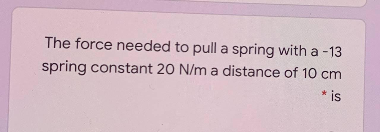 Solved The force needed to pull a spring with a -13 spring | Chegg.com