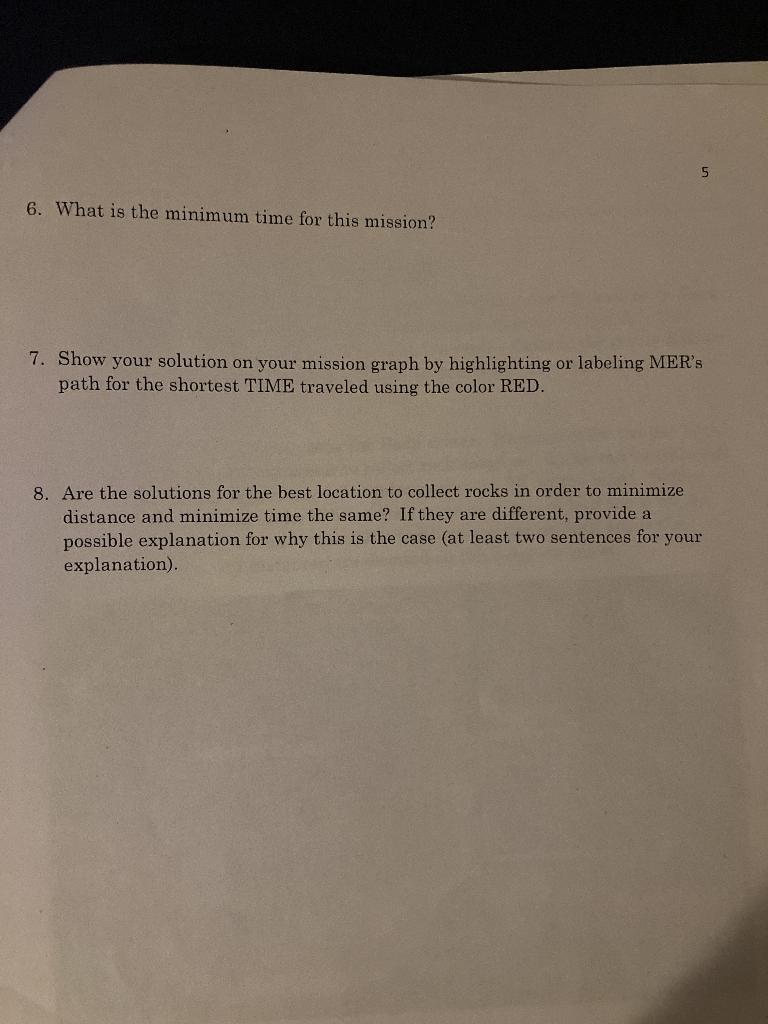 6. What is the minimum time for this mission? 7. Show | Chegg.com