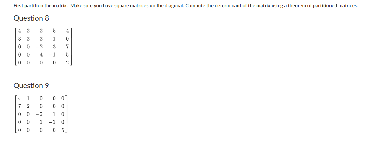 Solved First partition the matrix. Make sure you have square | Chegg.com