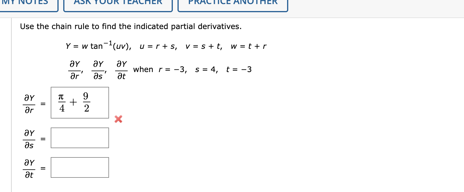 Solved Use the chain rule to find the indicated partial | Chegg.com