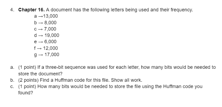 Solved 4. Chapter 16. A document has the following letters | Chegg.com