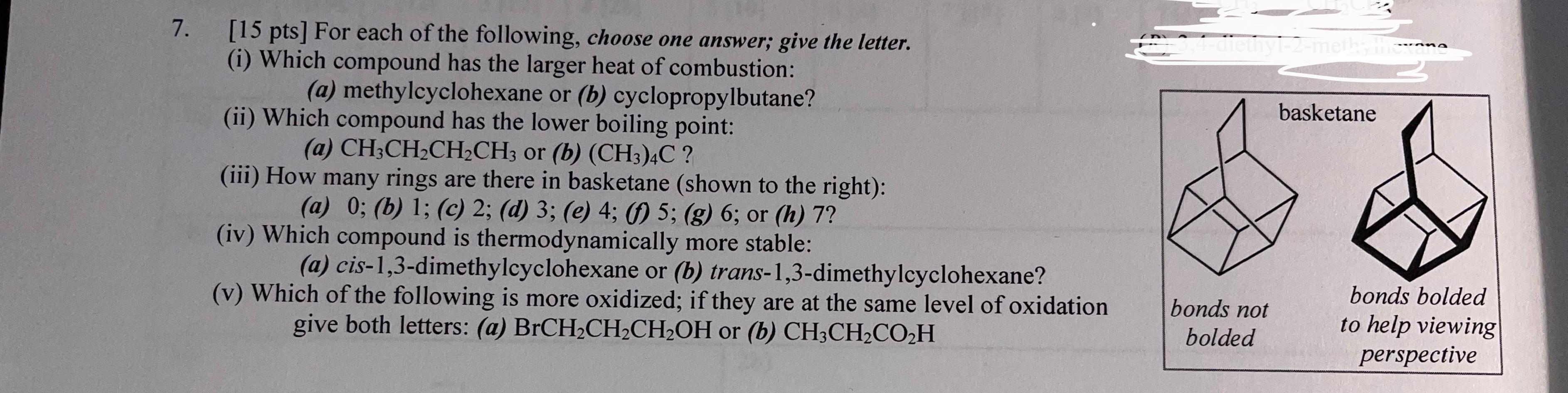 Solved 7. [15 pts] For each of the following, choose one | Chegg.com