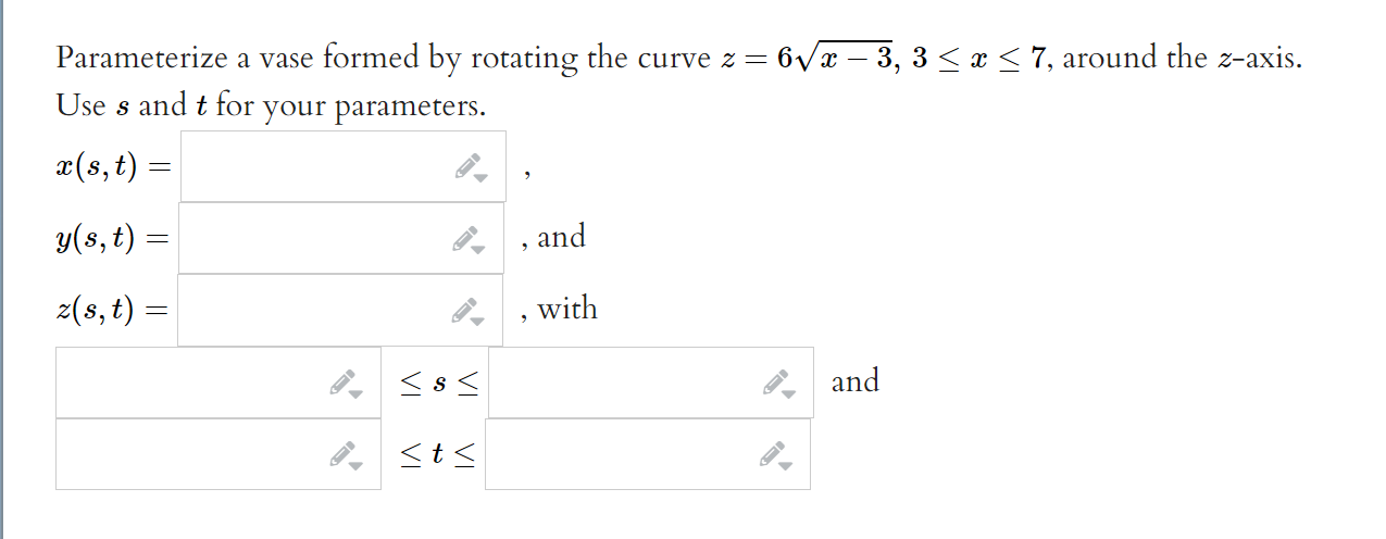 Solved Parameterize a vase formed by rotating the curve | Chegg.com