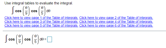 Solved Use integral tables to evaluate the integral. COS COS | Chegg.com