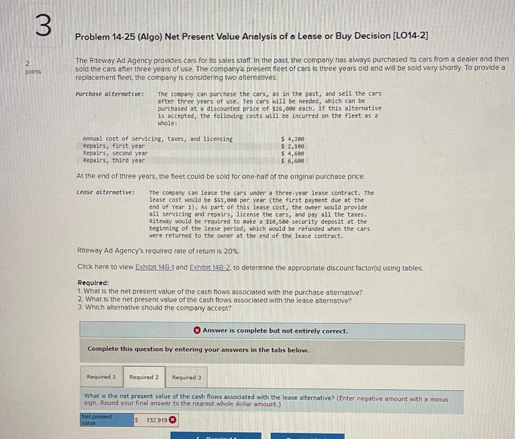 Solved 3 Problem 14-25 (Algo) Net Present Value Analysis of | Chegg.com
