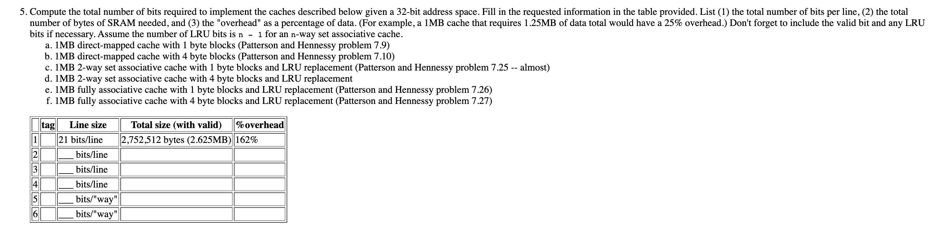 5. Compute the total number of bits required to | Chegg.com