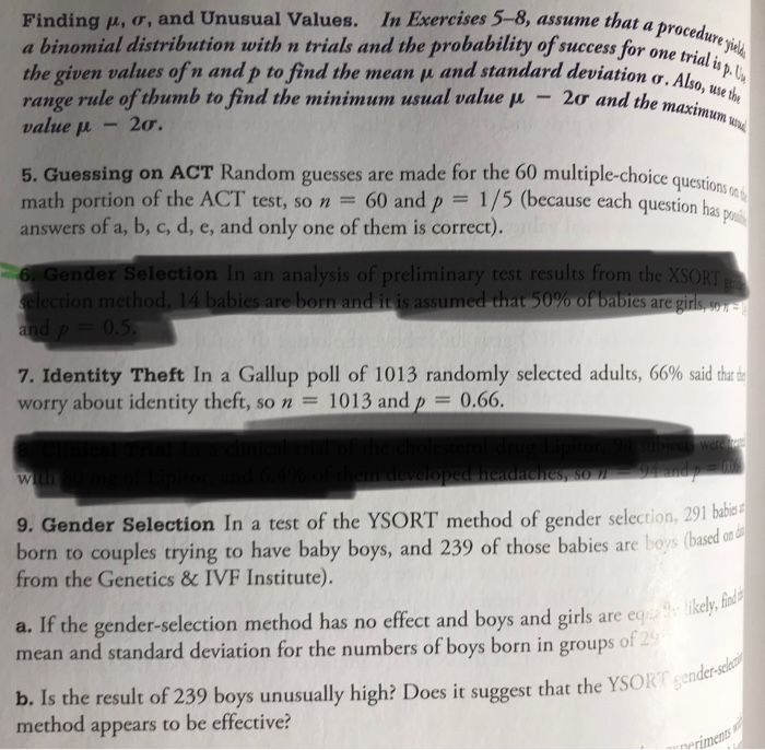 Solved Finding μ, σ. and Unusual Values. In Exercises 5-8, | Chegg.com