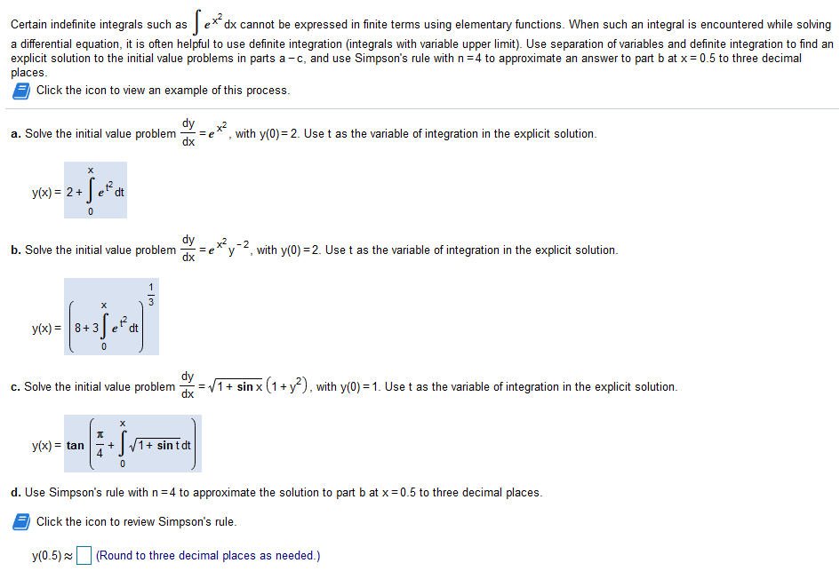 Solved Certain indefinite integrals such as sf ex² ex? dx | Chegg.com