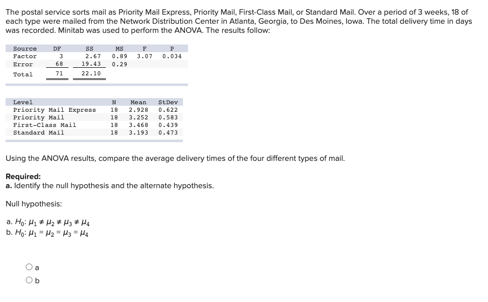 Solved The postal service sorts mail as Priority Mail | Chegg.com