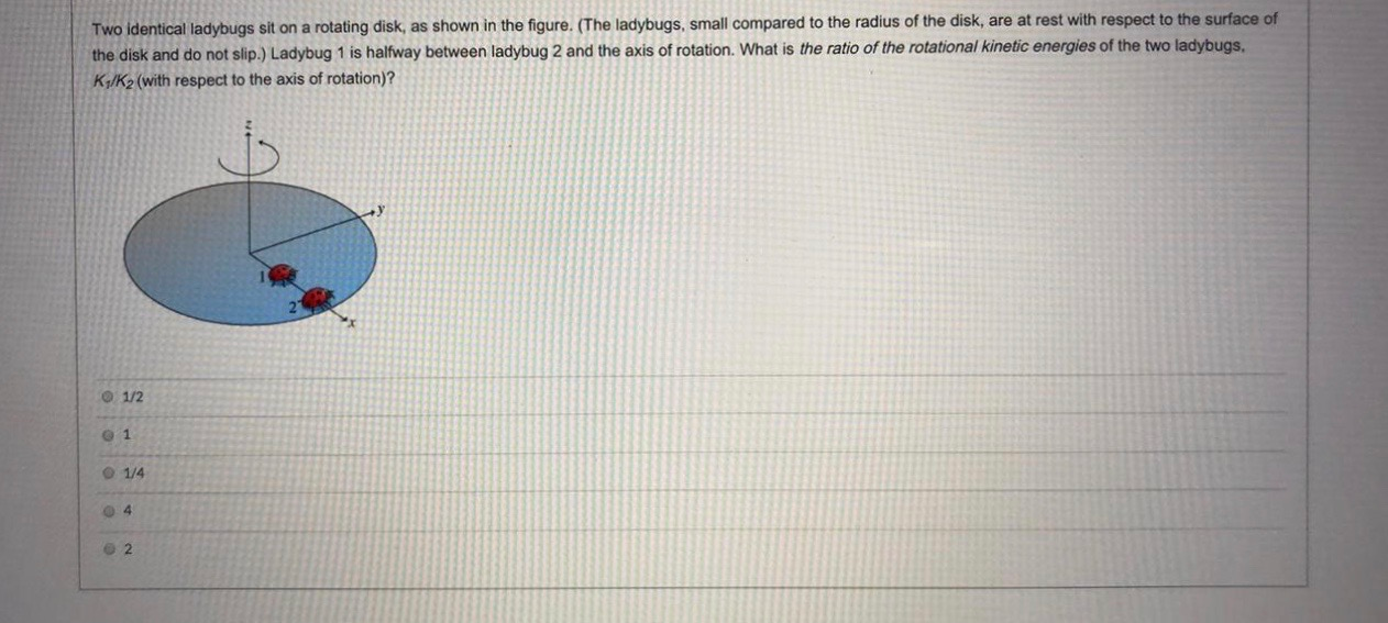Solved Two identical ladybugs sit on a rotating disk, as | Chegg.com
