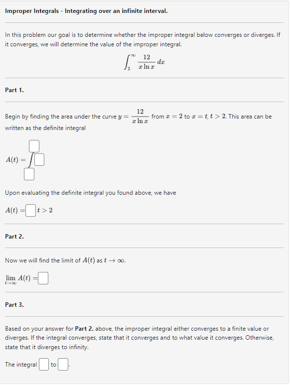 Solved Improper Integrals - ﻿Integrating over an ﻿infinite | Chegg.com