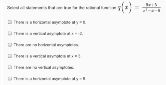 Solved Select all statements that are true for the rational | Chegg.com