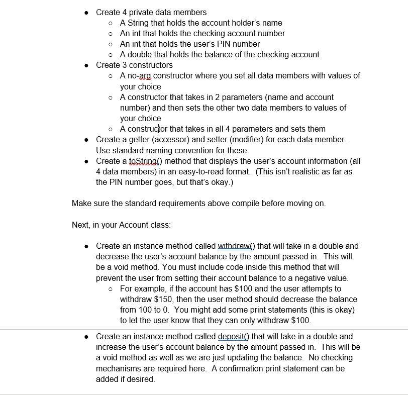 Solved This class will contain your main method and will | Chegg.com