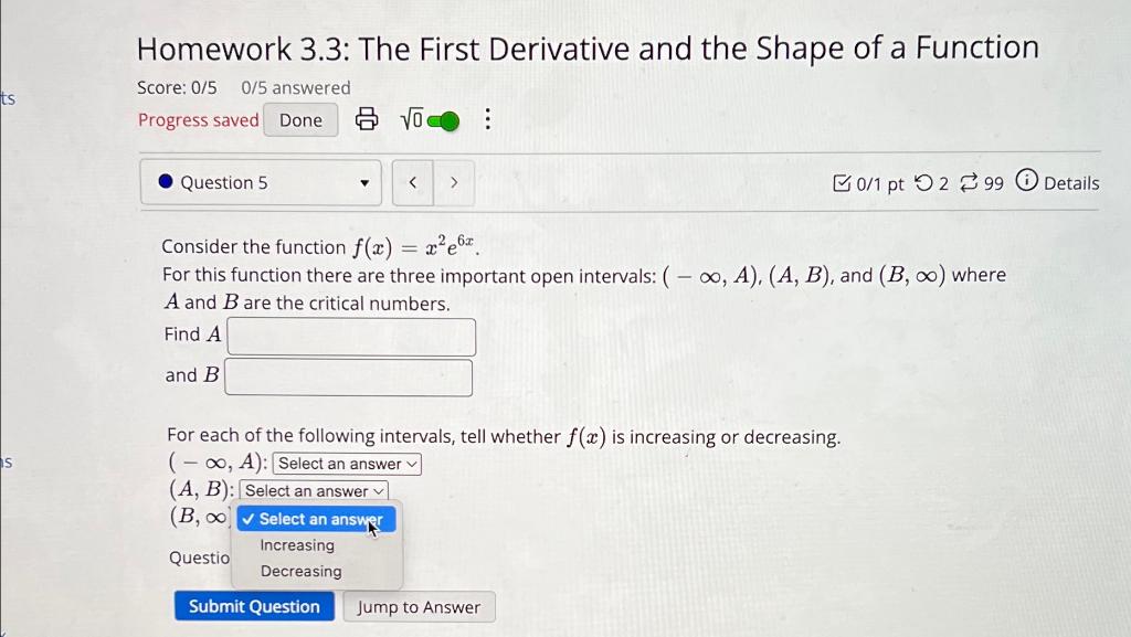 Solved Homework 3.3: The First Derivative and the Shape of a | Chegg.com