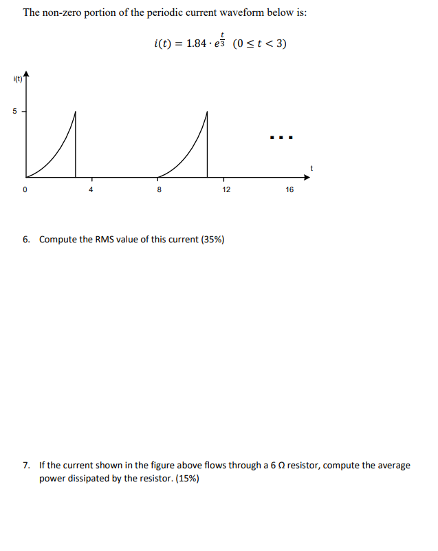 Solved The non-zero portion of the periodic current waveform | Chegg.com