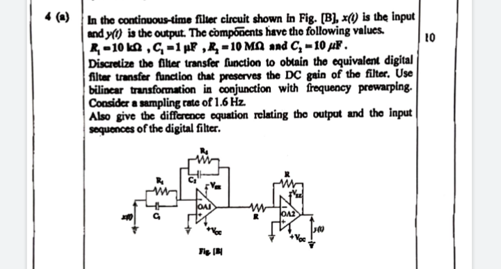 Solved In the continuous-time filter circuit shown in Fig. | Chegg.com